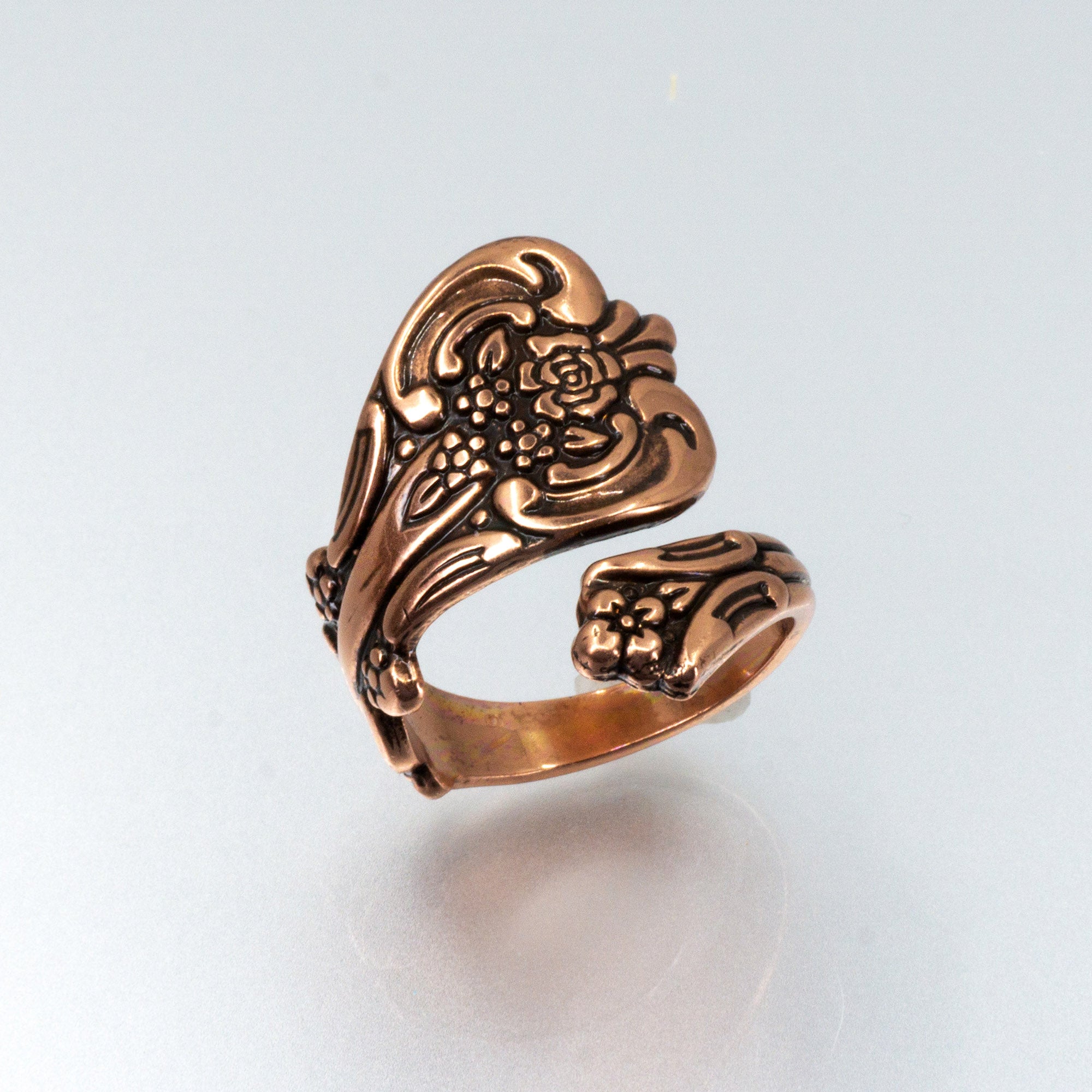Solid Copper Spoon Ring Heart Design